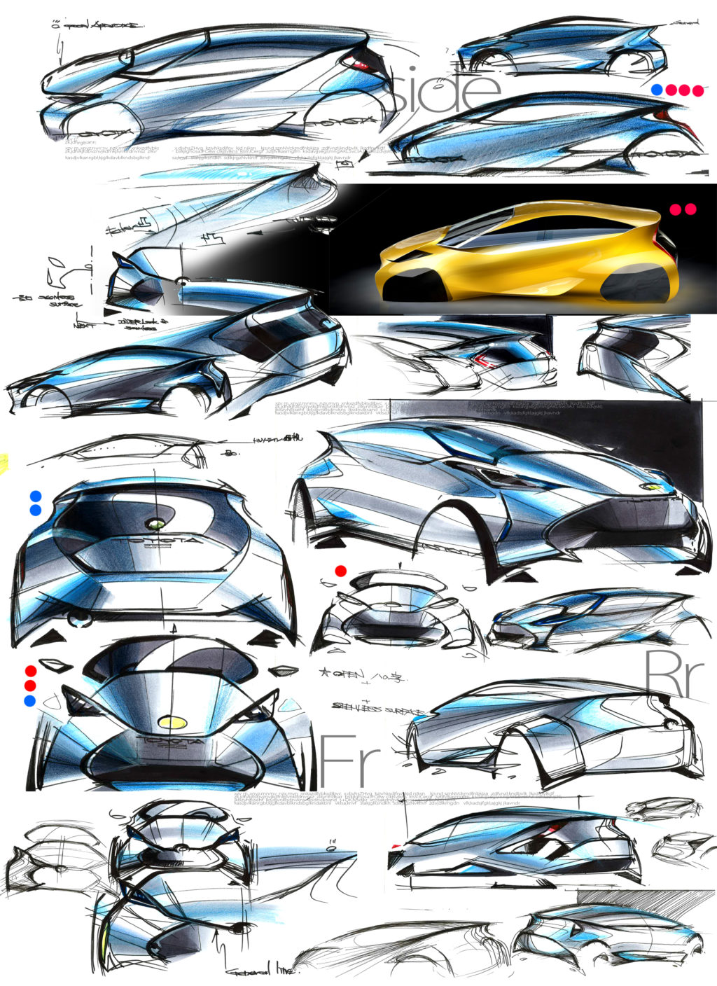 Toyota Aqua Design Development with lots of Sketches - Car Design TV